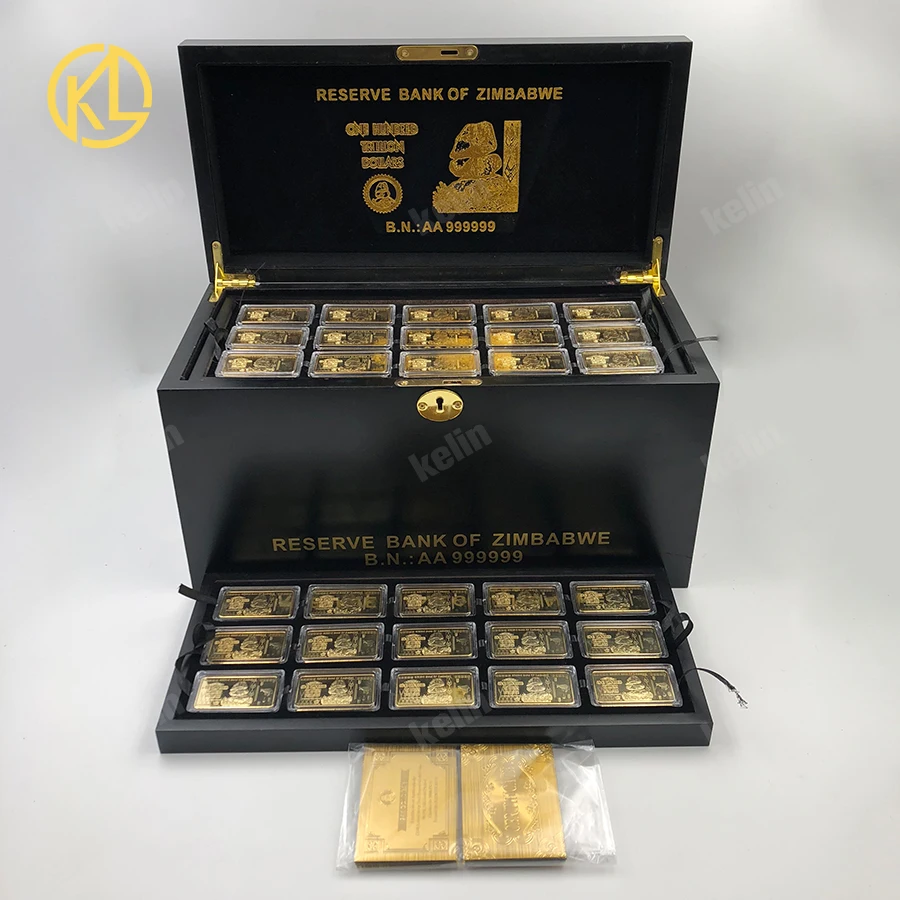 Free-Fedex-IE-Shipping-Zimbabwe-Gold-plated-Metal-Bar-wooden-box-set ...