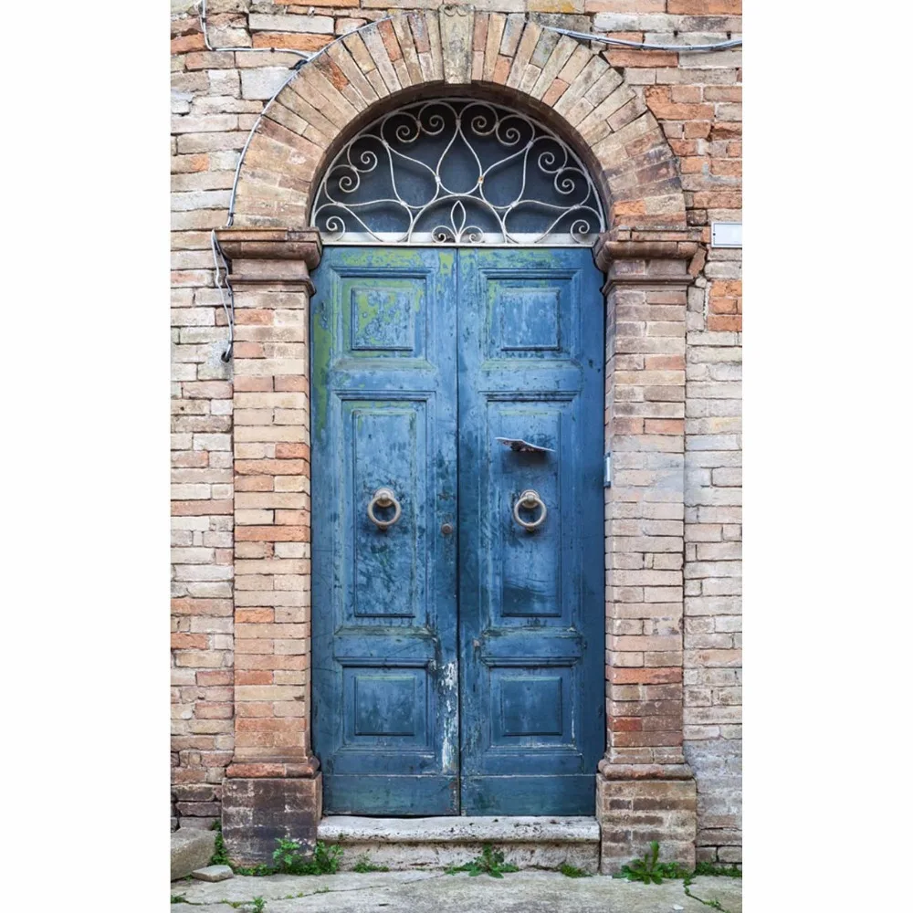 Old Blue Wood Door backdrop Vinyl cloth High quality Computer printed ...