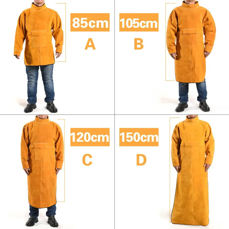 XL / XXL durable leather welding long coat apron clothing welder argon ...