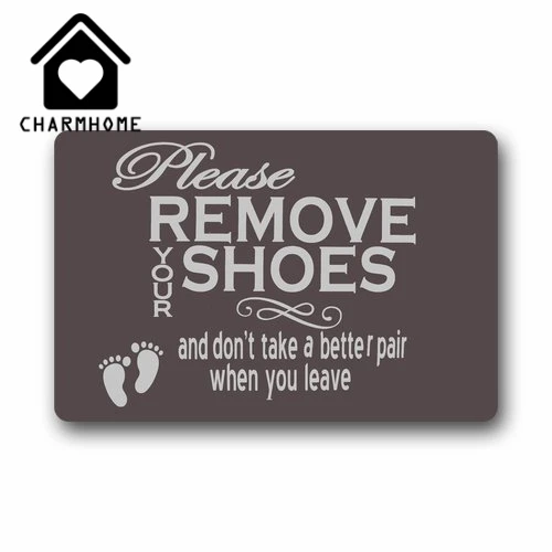 CHARMHOME Floor Mat Carpet Please Remove Your Shoes Pattern Anti Slip ...