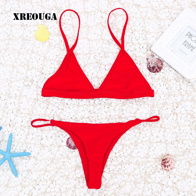 Xreouga 2017 Sexy Backless Women Swimsuit Micro Bikini Set Halter Strap