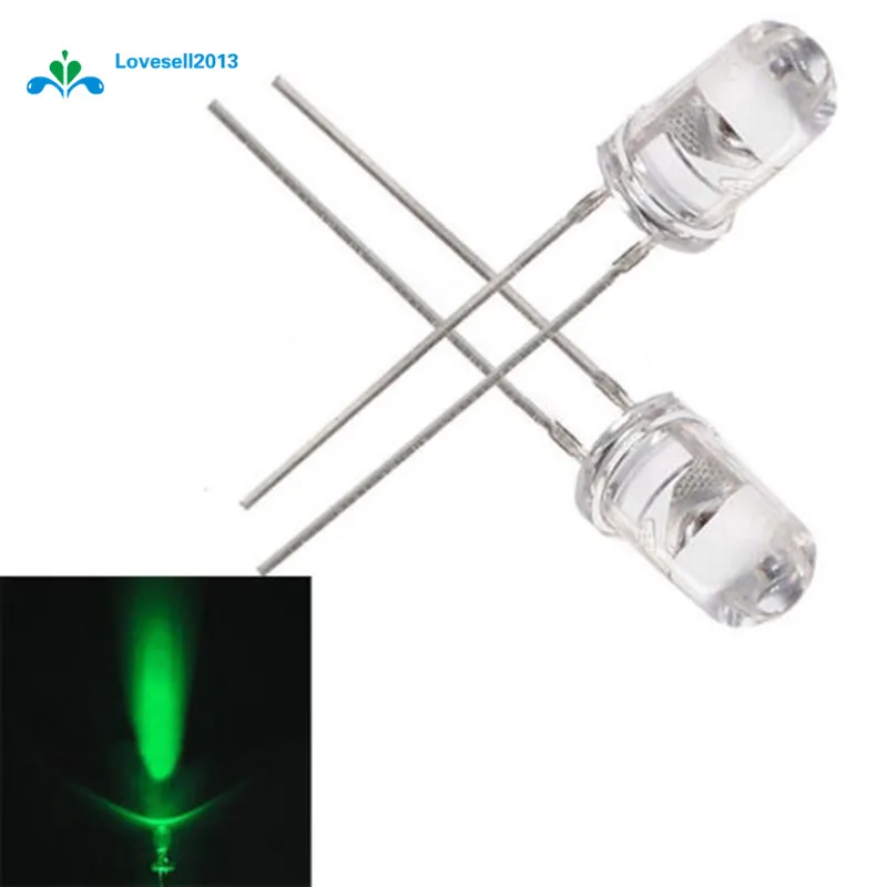 50PCS 5mm Green Round High Power Super Bright Water Clear LED Leds Lamp ...