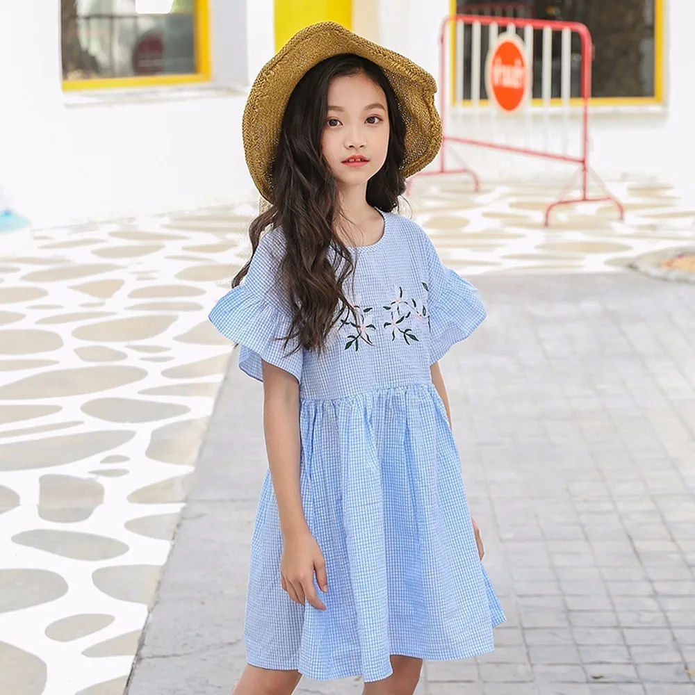 embroidery cotton children clothes girl princess dress teenage little ...