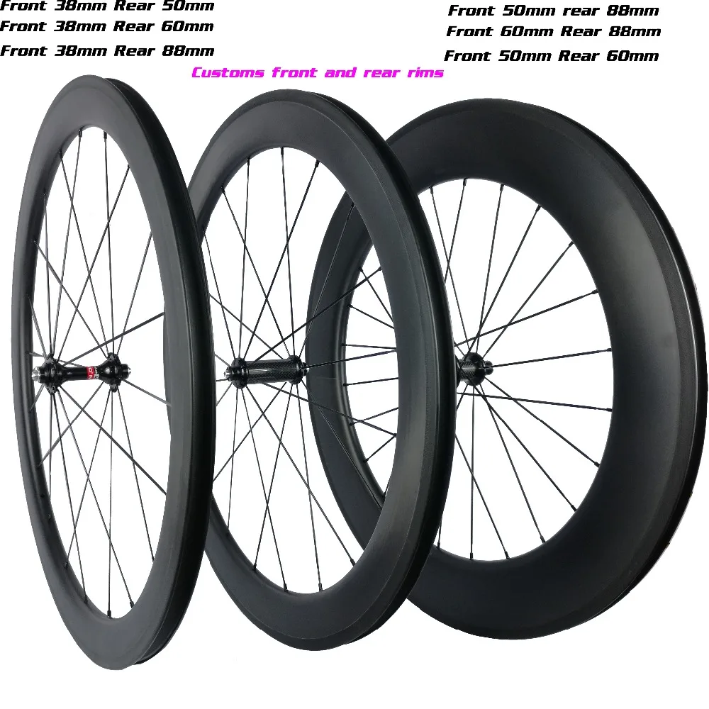 38mm+50mm and 60mm+88mm and 50mm+88mm carbon wheels 700c road bike ...