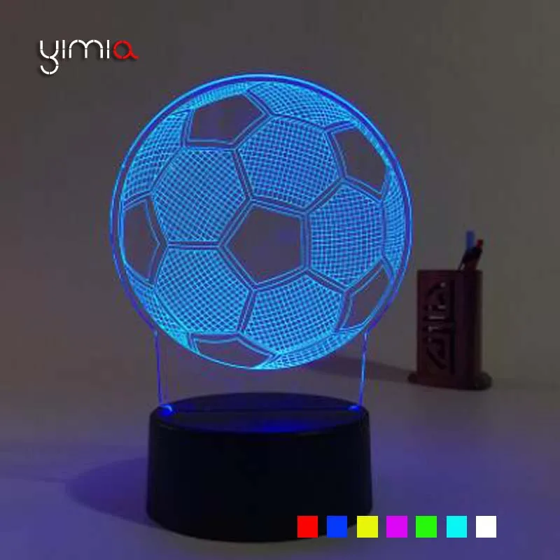 YIMIA 7 Color 3D Acrylic Football illusion LED Lamp USB Table Light RGB ...