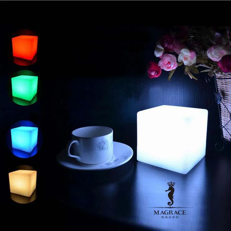 Novelty 10*10*10cm Cube LED Chargeable Night Light 16 Colors Changeable ...