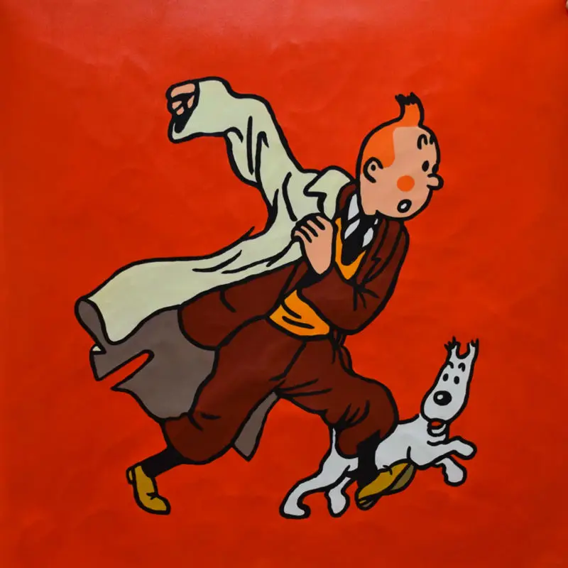 Oil painting on canvas Handmade The Adventures of Tintin Modern Wall ...