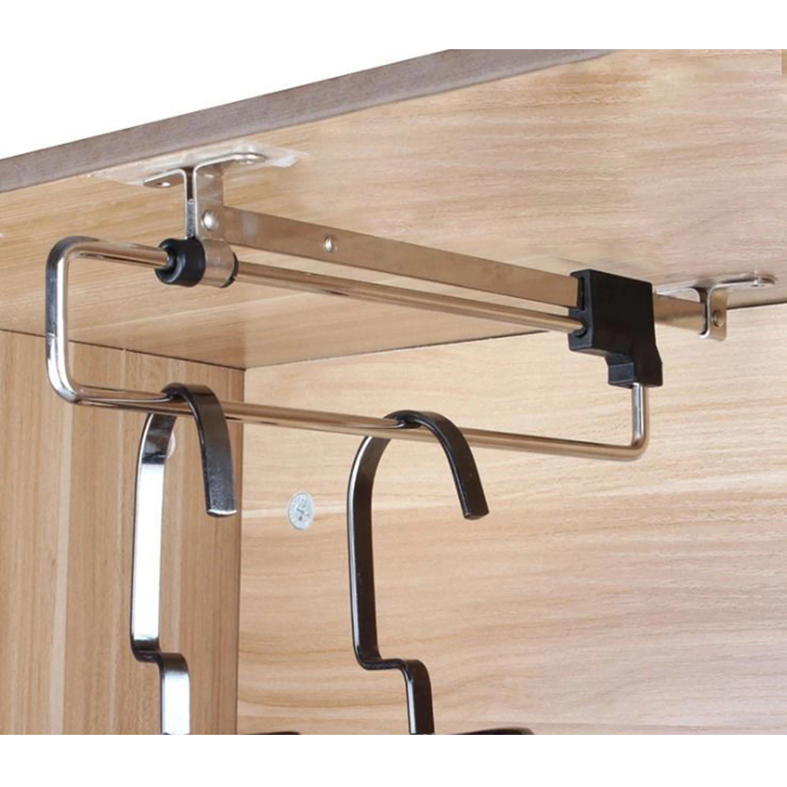 5 Tyle Adjustable Clothes Rails Wardrobe Pull Out Retractable Cabinet ...