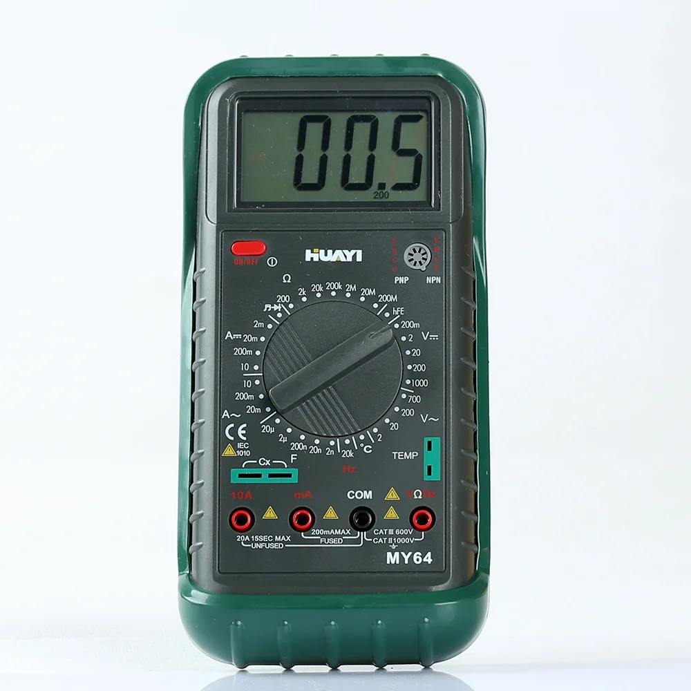 HUAYI AC/DC MY64 Digital Multimeter Capacitance Temperature Meterw/ hFE ...