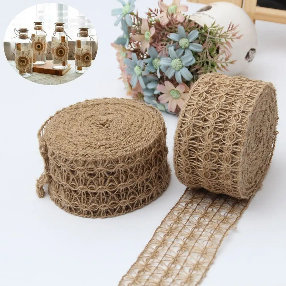 3M/Roll Wide 6.5cm DIY Craft Burlap Rope Natural Hessian Jute Twine ...