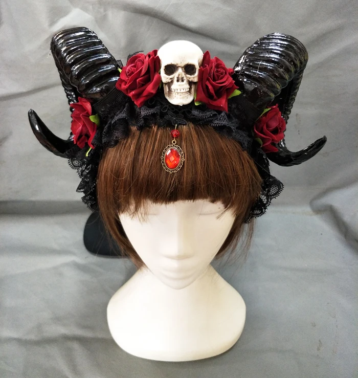 Cosplay Horns Headband Gothic Devil Floral Horns Headpieces Halloween
