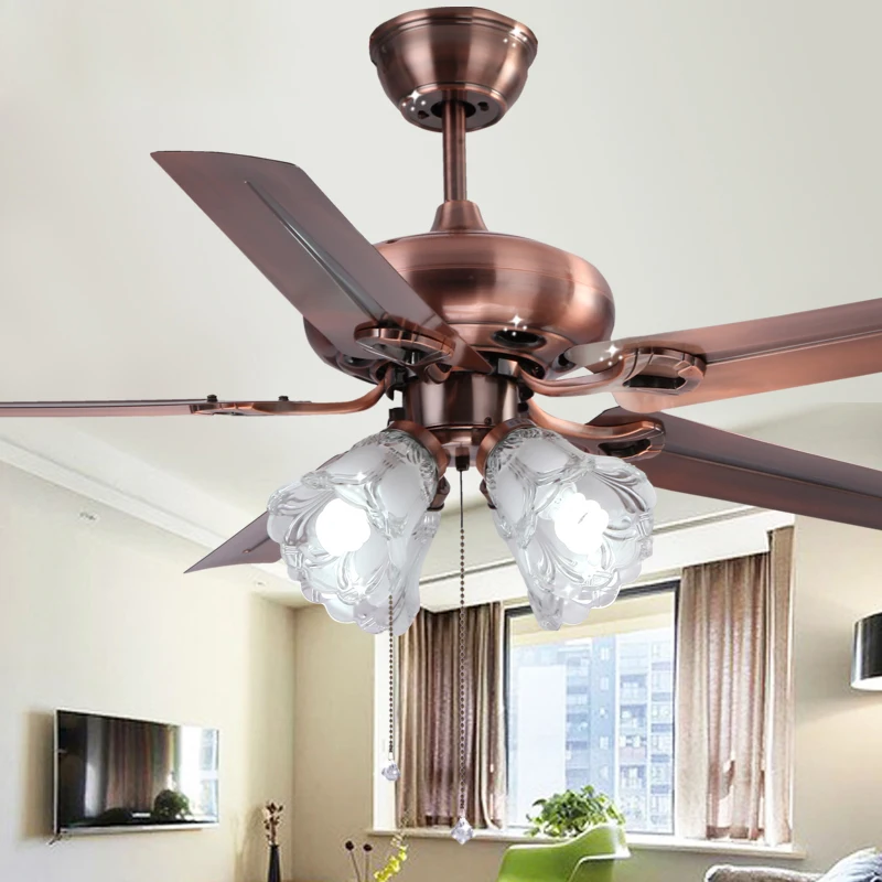 Vintage Retro Ceiling Fan With Lights Kits For Foyer Coffee House ...