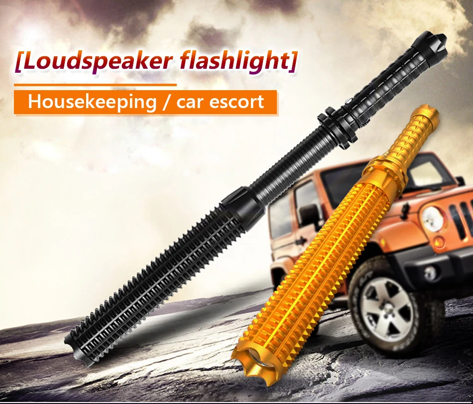 telescopic baton self defense flashlight led 18650 battery rechargeable ...