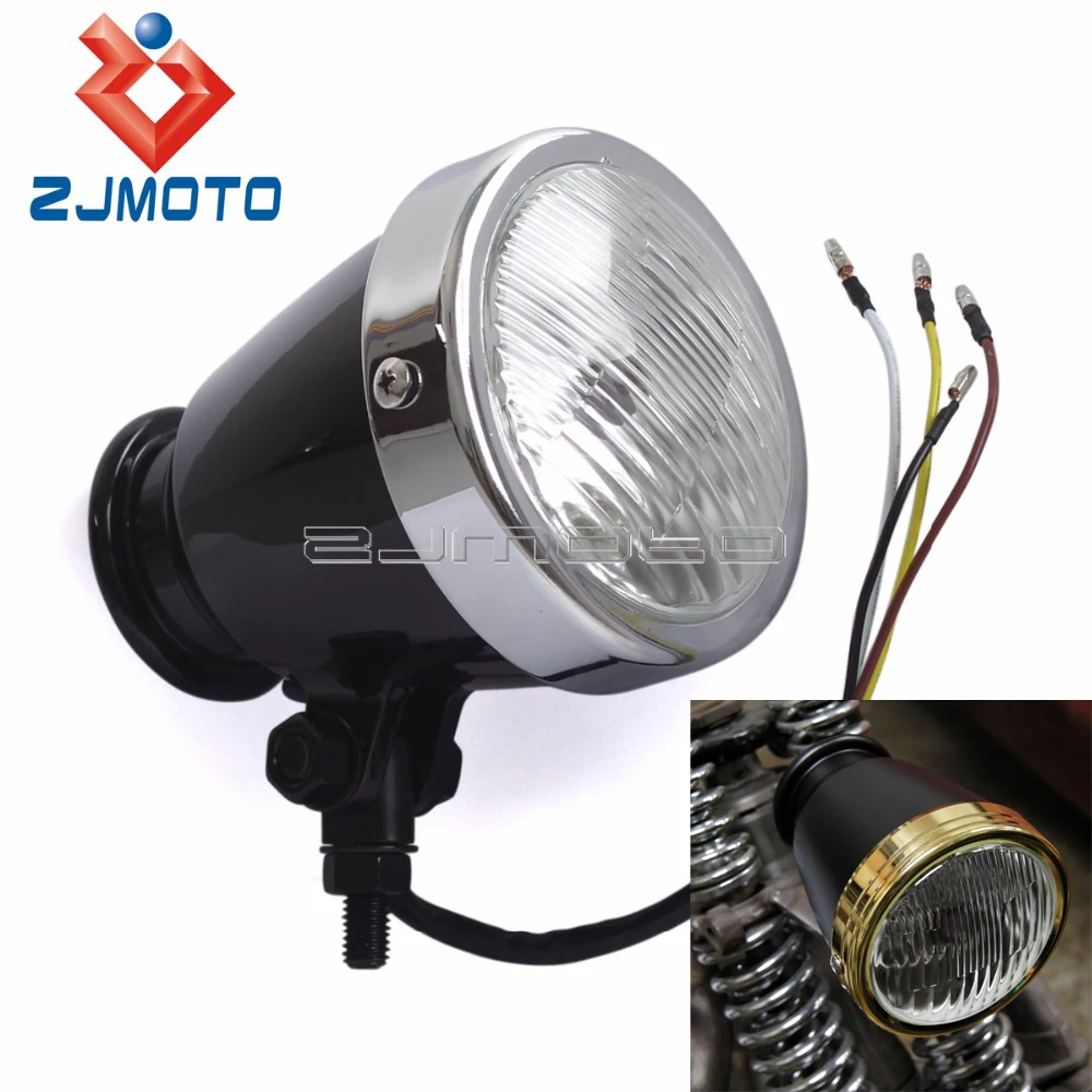 New Motorcycle Headlamp 4" Headlight For Harley Chopper Cafe Racer ...