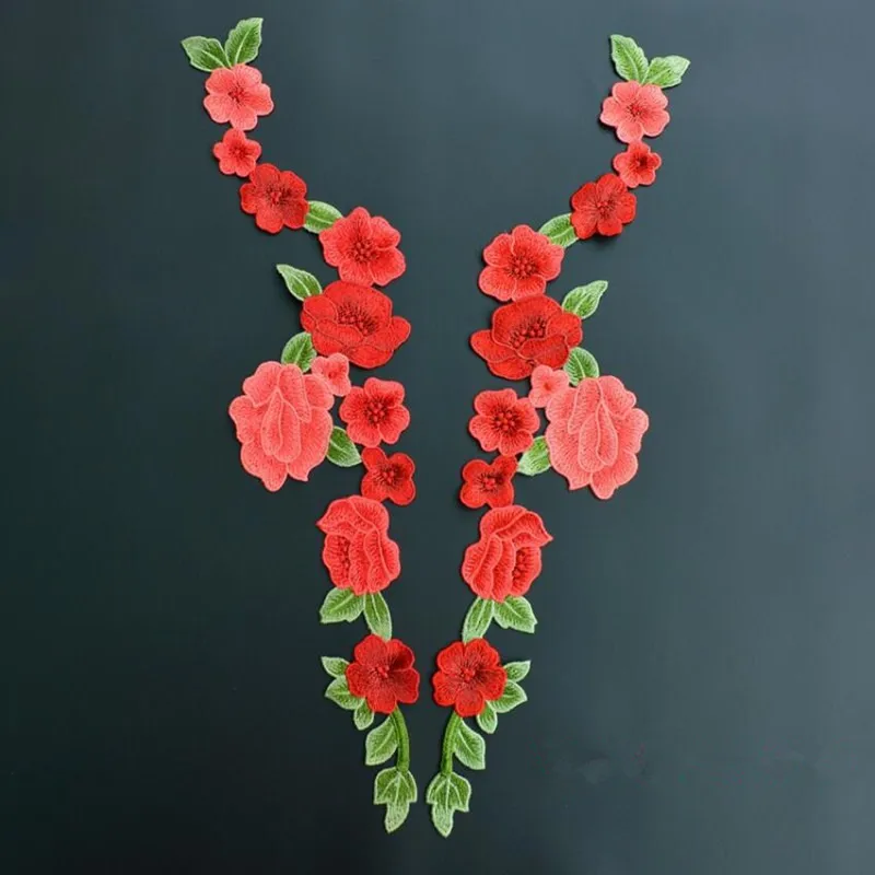 1pair = 2pieces Embroidered Floral Lace Neckline Neck Collar Trim ...