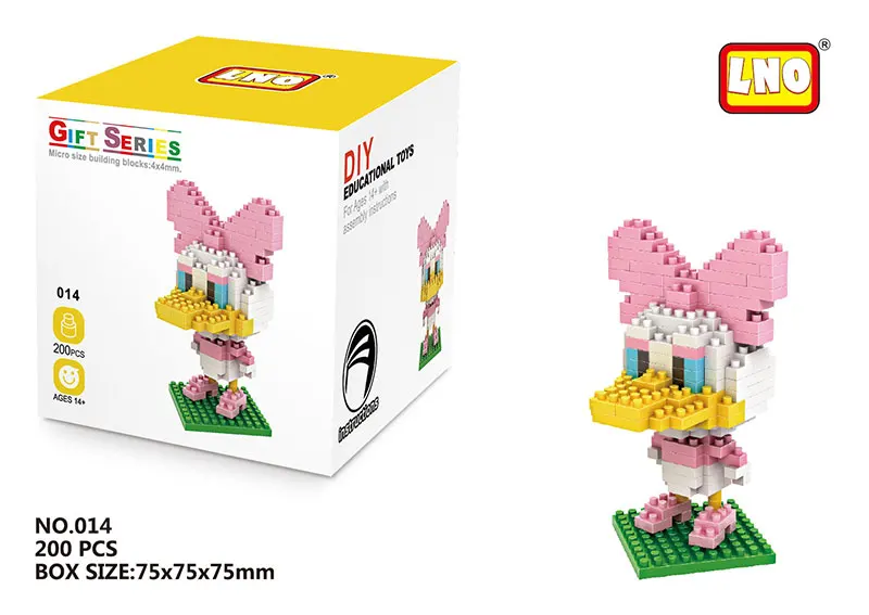 LNO Plastic Nanoblock Mickey Donald Duck Cartoon Diy Model Micro ...