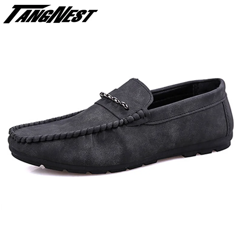 TANGNEST Men Loafers Footwear Lazy Slip on Shoes British Style Flock ...
