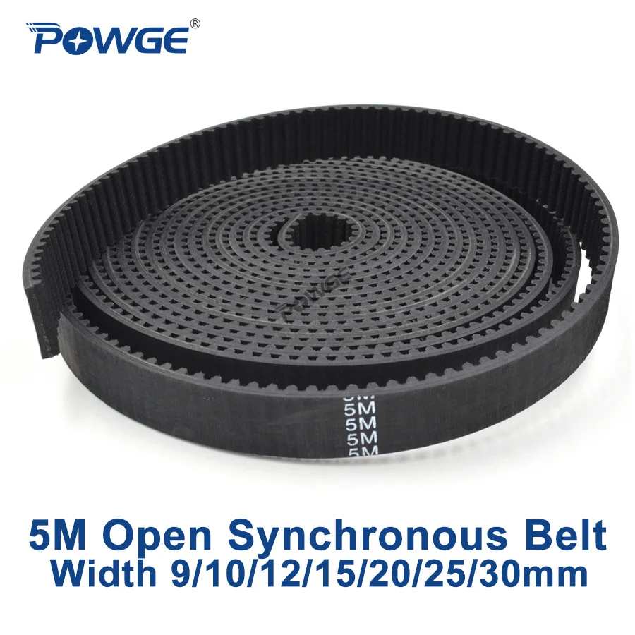 POWGE Arc Tooth HTD 5M Open Synchronous belt Width 9/10/12/15/20/25/30mm Rubber fiberglass ...