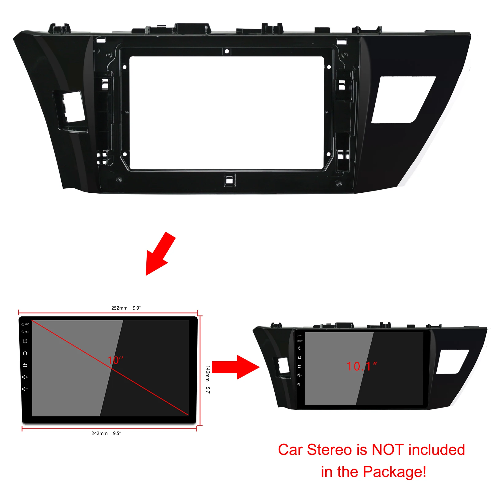 10.1 inch 2din car radio Fascia For TOYOTA Corolla Altis 2014-2016 ...