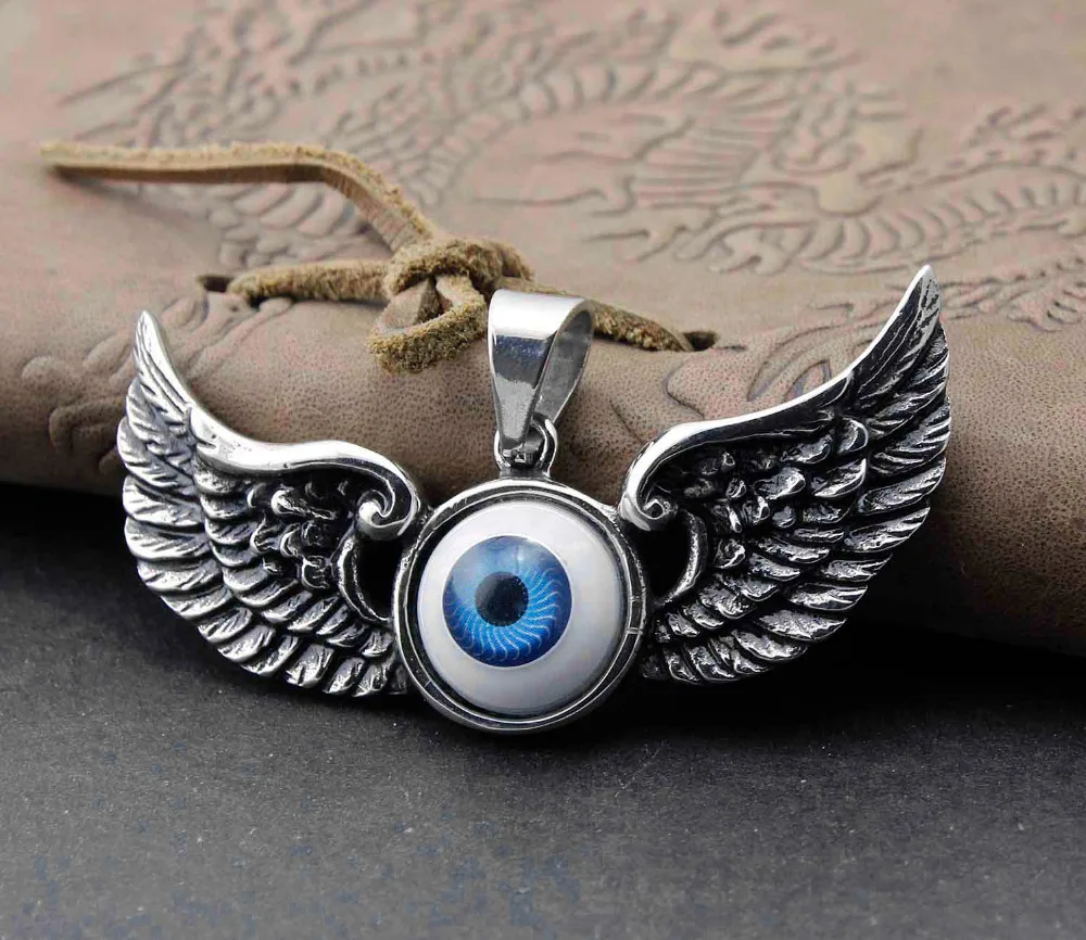 Evil Eye Eyeball Goth Angel Wings Pendant Charm - Pendants - AliExpress