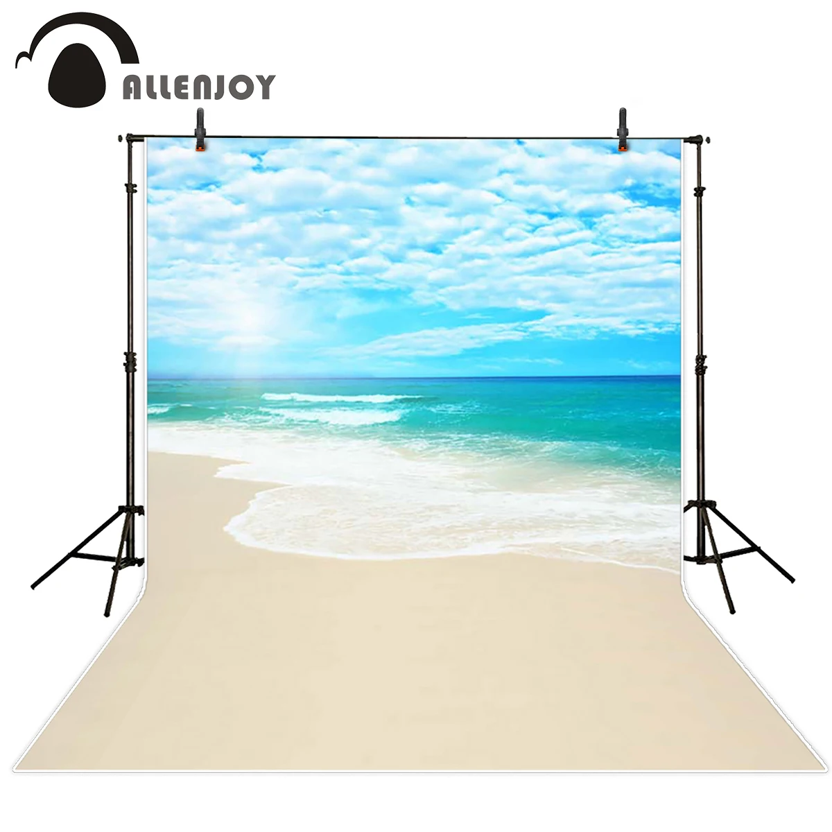 Allenjoy Scenic Photo Background Sea Blue Clouds Sunny Beach Sea Wave ...