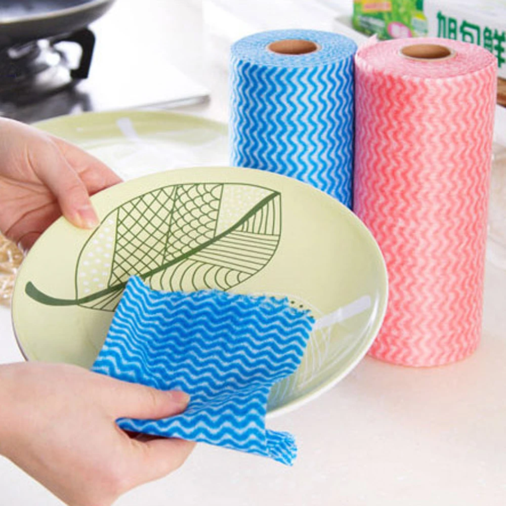Roll of 50Pcs Multipurpose Non woven Fabric Nonstick Wiping Rags House ...