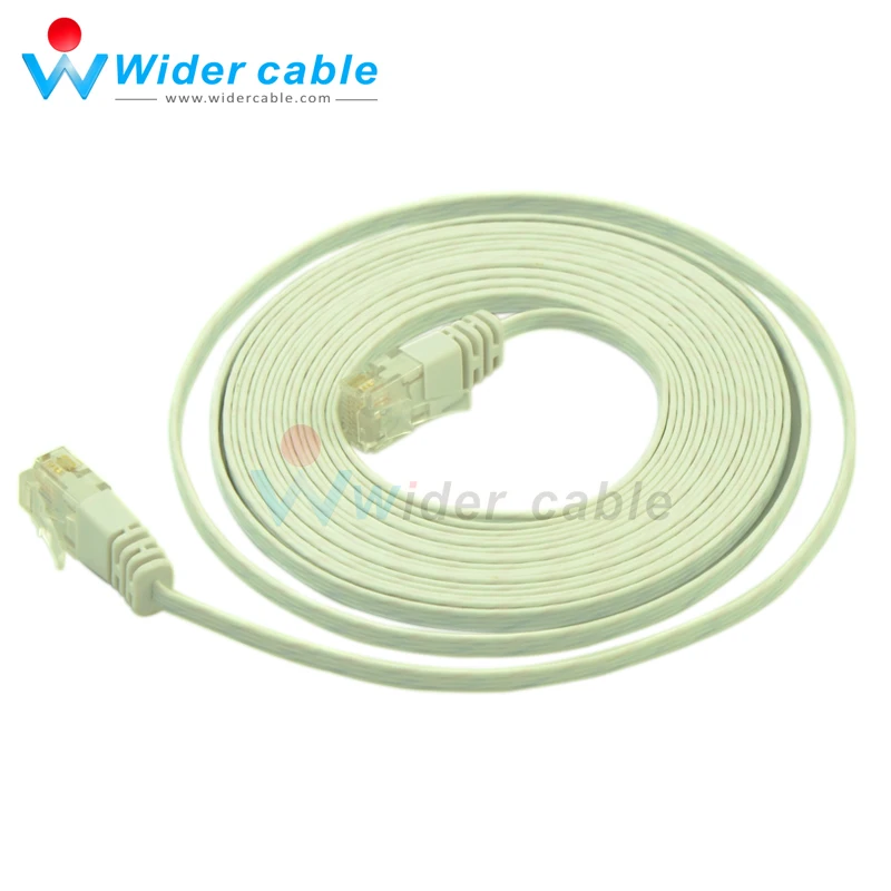 14ft-White-Color-RJ45-to-RJ45-Flat-CAT6-Internet-Lan-Wire-Cat6-Cable ...
