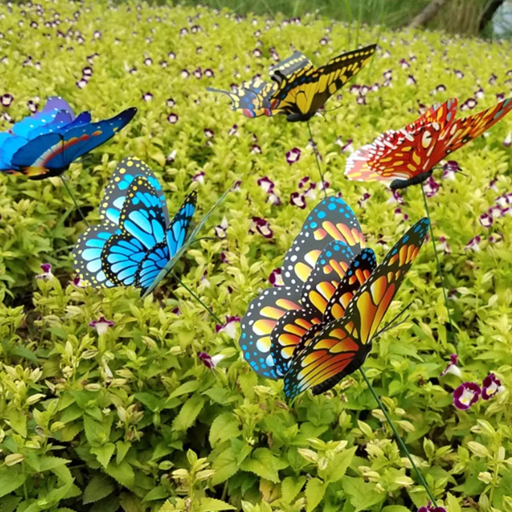 Double Wings 3D Artificial Butterfly On Stick DIY Garden Simulation ...