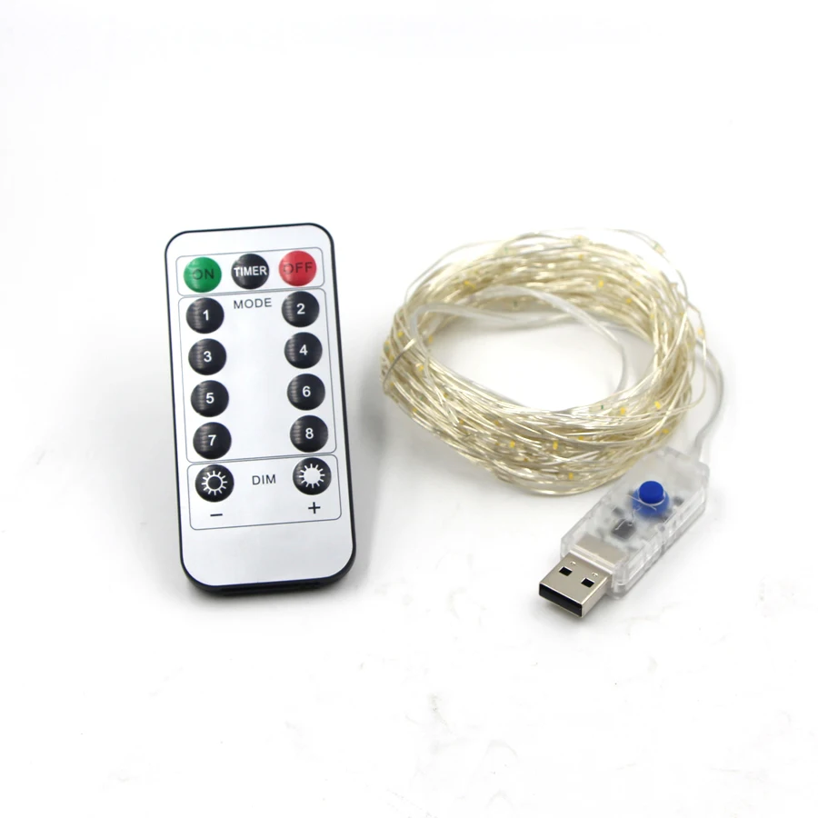 Remote Control Dimmable USB Led String Lights 10m 100 leds 5V 33FT ...