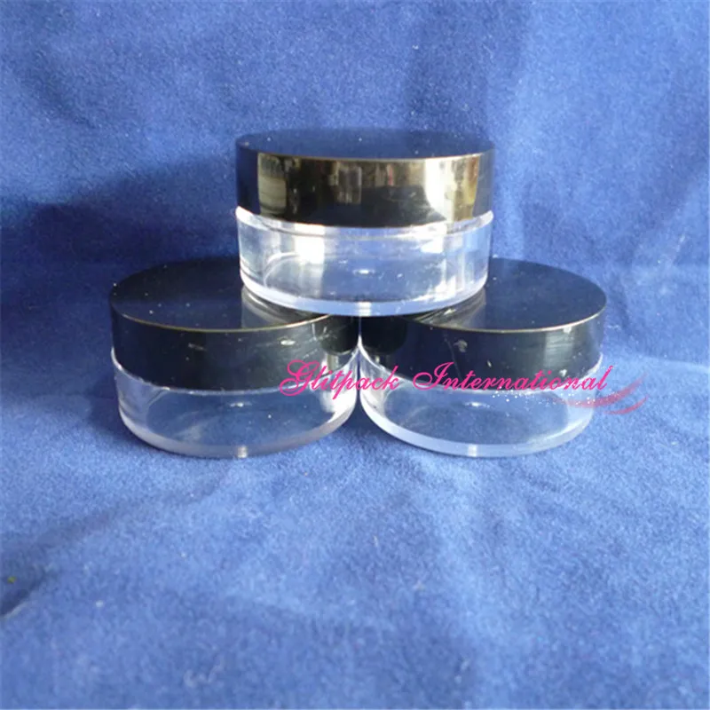 100pcs/lot 10g Black Cap Plastic Empty Clear Jar Cosmetics Container ...