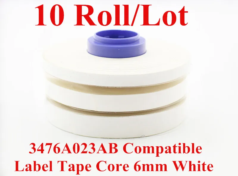 10 Roll/Lot Label Tape Core 6mm x 30m (White) For Cable ID Printer Tube ...