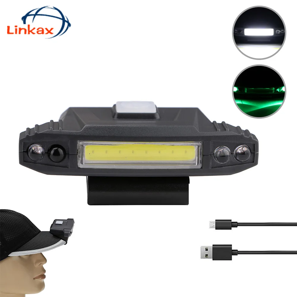 Mini COB LED Induction Hat Clip Lights USB Rechargeable Headlight ...