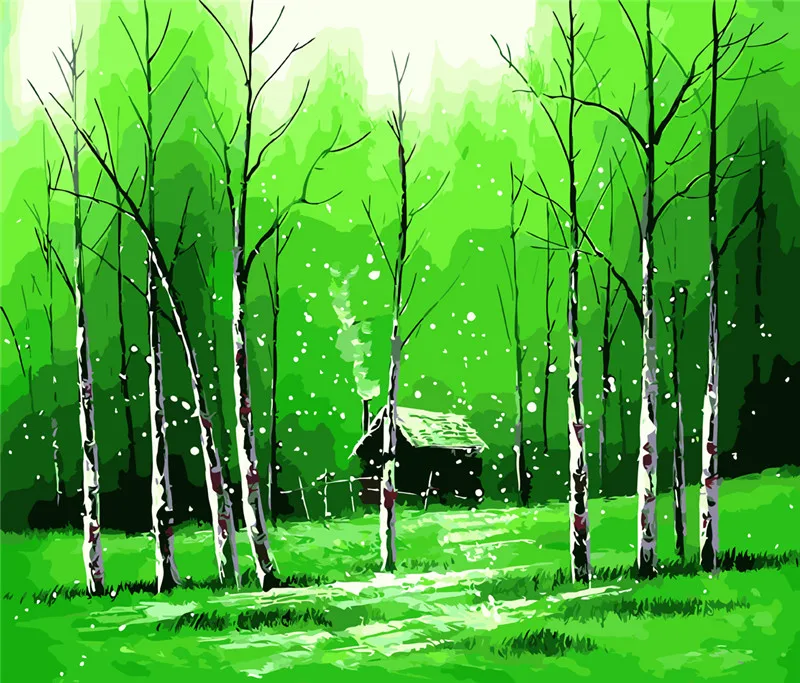 Forest In The Spring Drawing By Numbers Digital Spring Oil Paintings ...