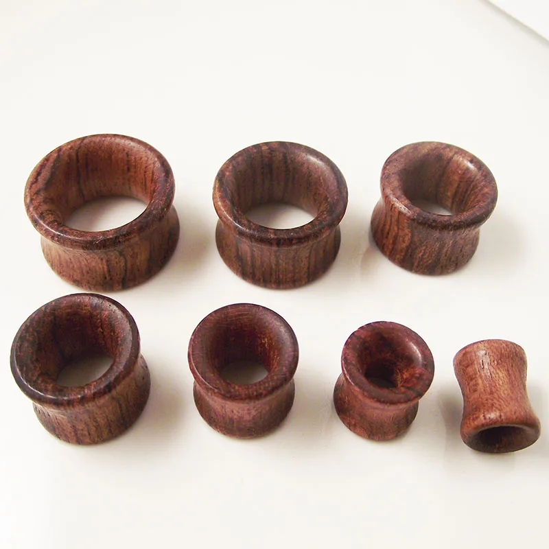 2 Piece 8-20mm Wood Saddle Concave Gauge Ear Plugs Hollow Bone Flesh ...