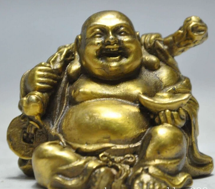 zhaorui6614++Chinese Buddhism Bronze Brass Happy Laugh Maitreya Buddha ...