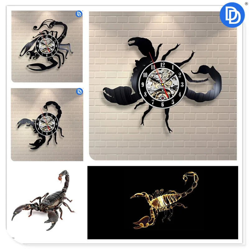12 inch Scorpion Modern Design Vinyl Record 3D Wall Clock Animals ...