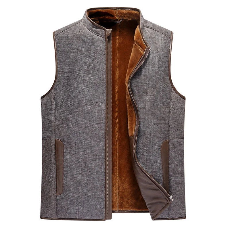 Leather suede men genuine sheepskin vest men fur vest sheep shearing ...