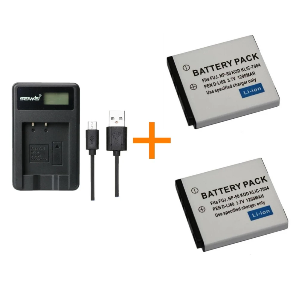 2 pcs 1200 mAh NP 50 NP50 Battery With Single Battery Charger for Fuji ...