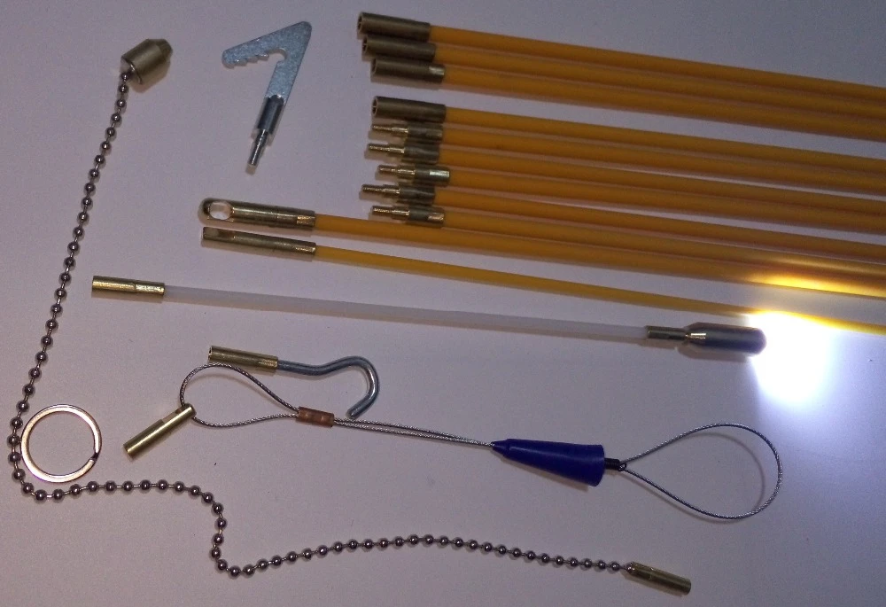 Cable Access Kits 60cm rods with hook,rings,LED light,magnet,chain ...