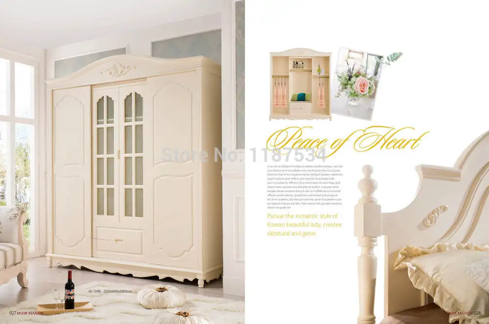 8006 Home bedroom furniture wooden four doors wardrobe chest chifforobe ...