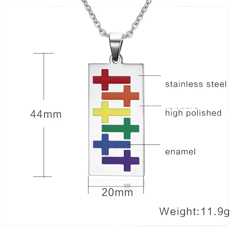 LGBT Pride Rainbow Cross Pendant Chain Necklace - Queerks™