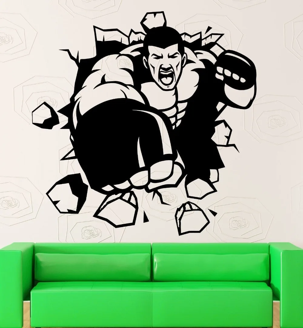 Wall Sticker Vinyl Decal Fighter Fight Martial Arts Sport Cool Decor-in ...