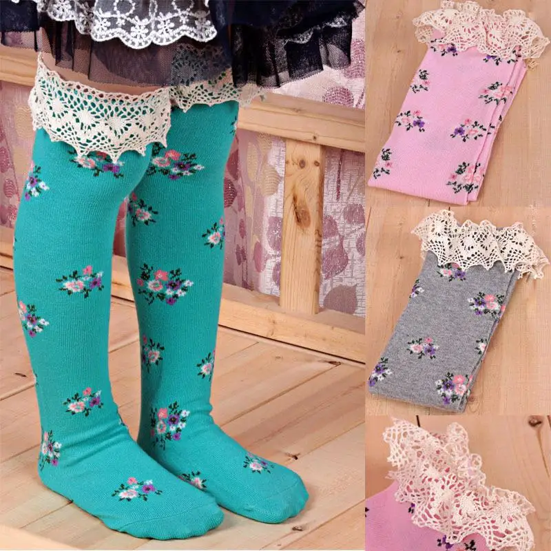 Hot Spring Lace Floral Autumn Children Girls Stockings Baby Tights ...