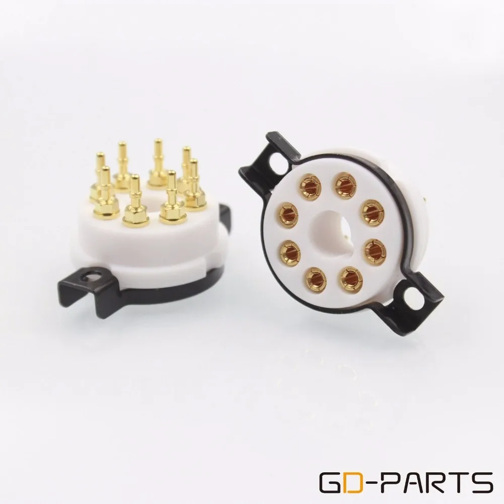 2PCS Gold Plated Brass 8pin K8A Octal Teflon Tube sockets for KT88 KT66 ...