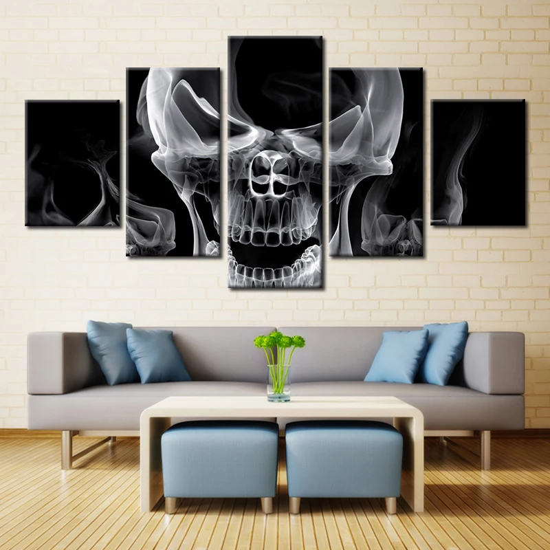 White And Black Cool Skeleton Hd Frameless Oil Painting Print On Canvas ...