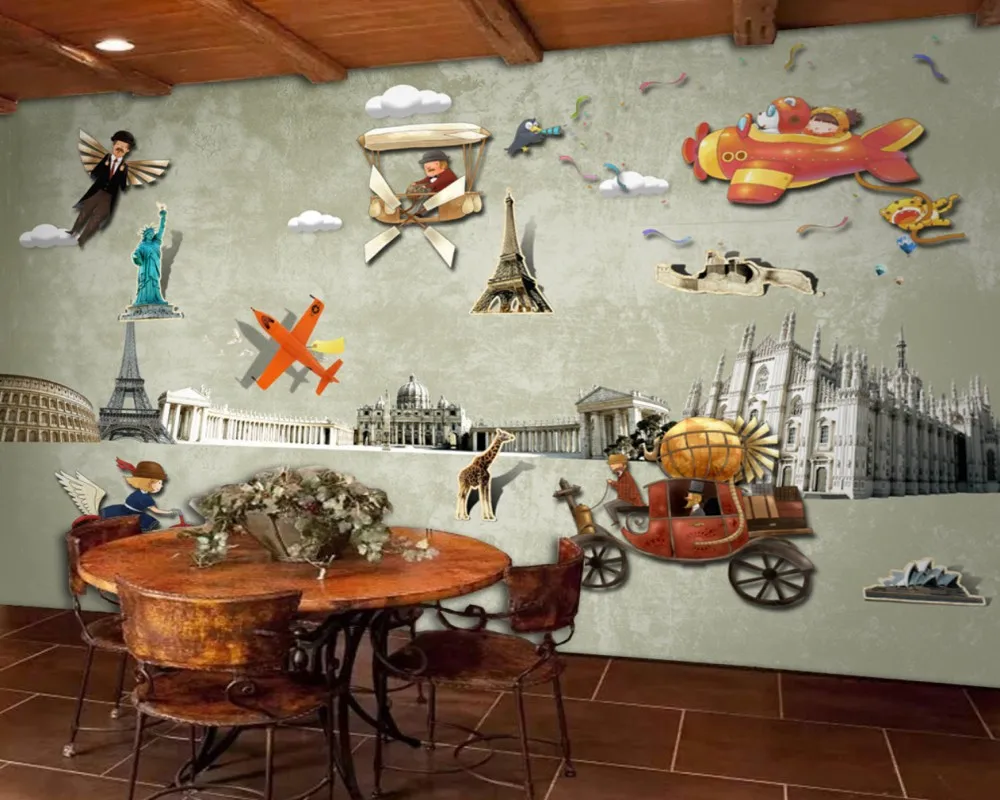 Free Shipping Photo Wallpaper 3D Custom European Vintage Retro ...