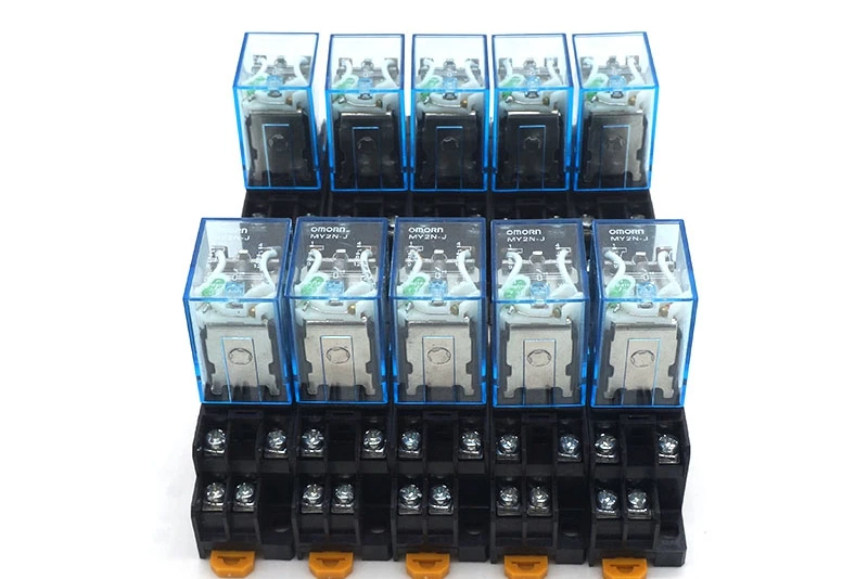 10Pcs Relay MY2NJ 12V DC Small relay 5A 8PIN Coil DPDT With Socket Base ...