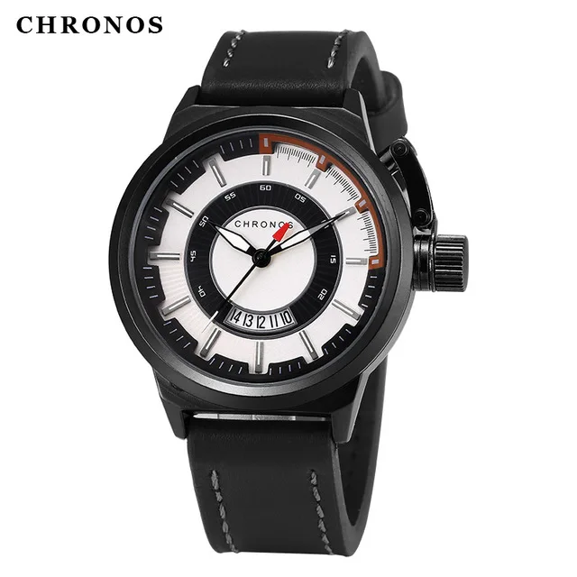 CHRONOS fashion sport quartz watches men casual leather brand ...