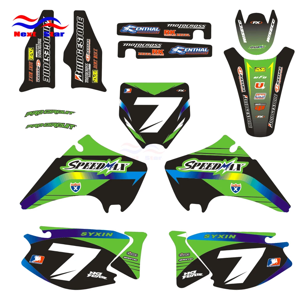 Customized NumberTeam GRAPHICS BACKGROUNDS DECAL STICKER For Kawasaki ...