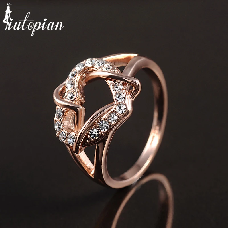 Iutopian Fashion Jewelry Lovely Heart Ring For Women Anel Aneis Rose ...